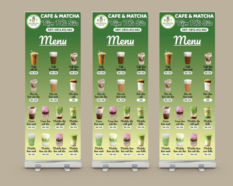 Mẫu standee trà sữa đẹp, thu hút khách hàng 2025